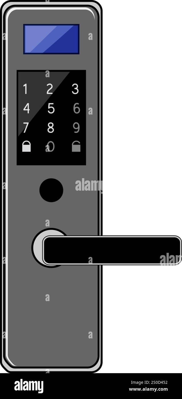 identification facial recognition lock cartoon. smartphone software ...