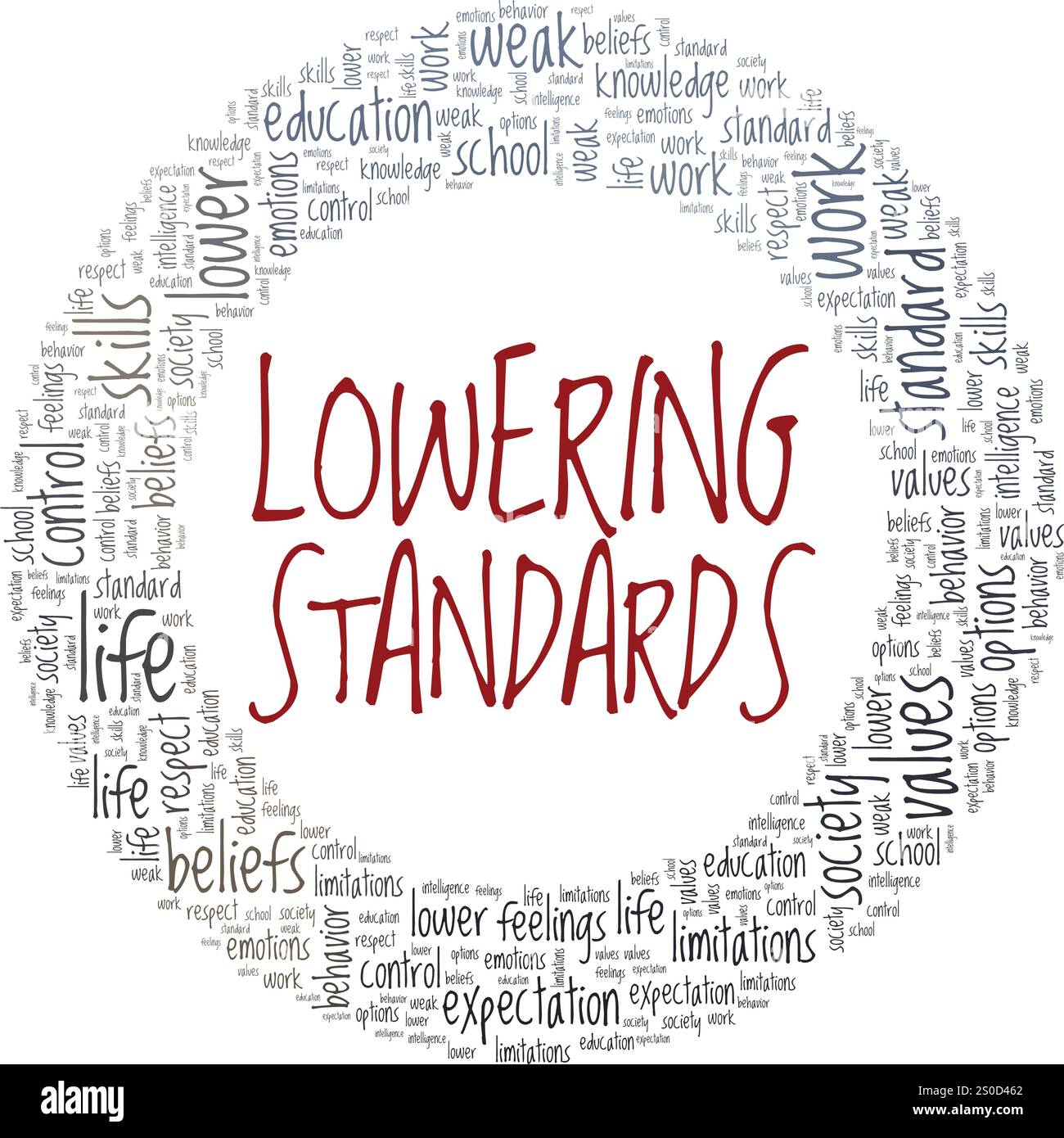 Lowering Standards word cloud conceptual design isolated on white ...