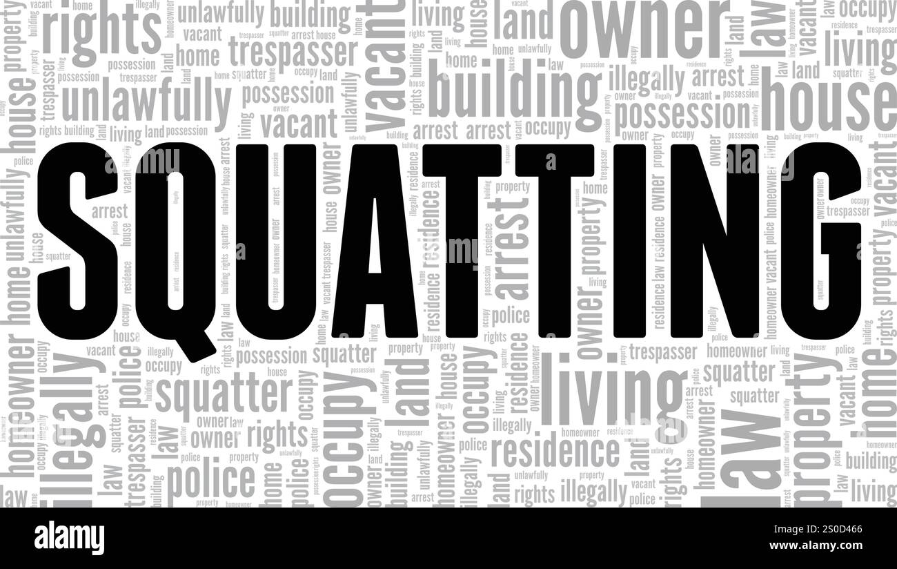 Squatting word cloud conceptual design isolated on white background ...