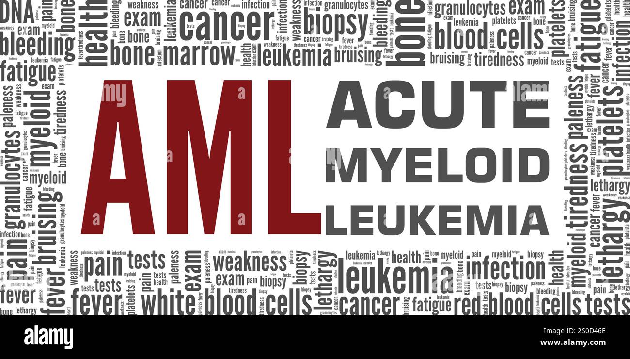 Acute Myeloid Leukemia AML word cloud conceptual design isolated on ...