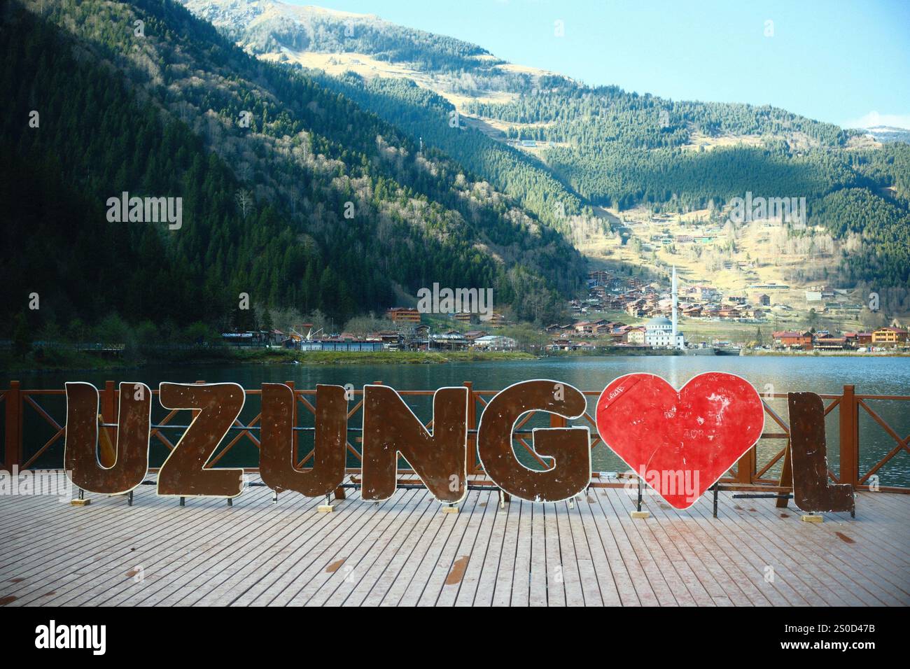 The panoramic iconic symbol of uzungol sign spot for tourist photo ...