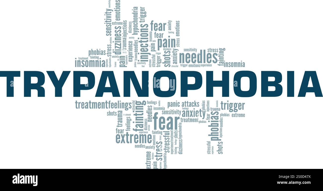 Trypanophobia word cloud conceptual design isolated on white background ...