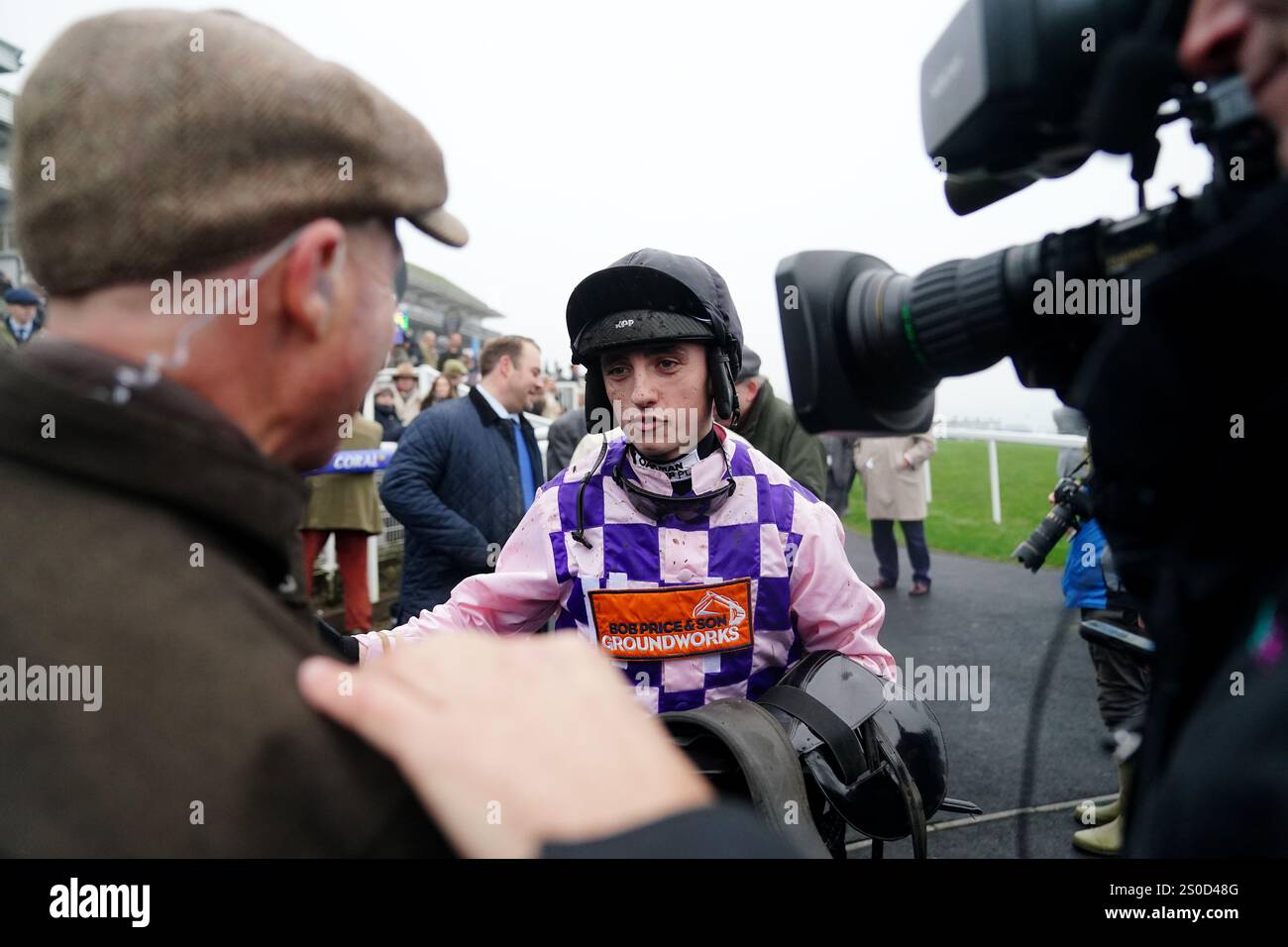 Charlie Hammond (centre) after winning the Coral Welsh Grand National ...