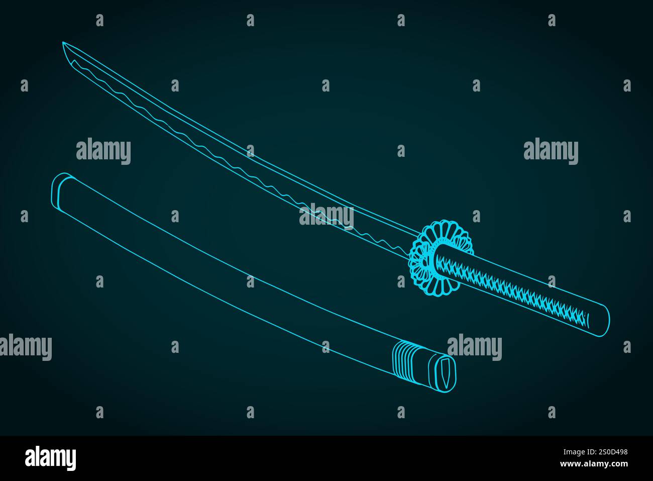 Stylized vector illustration of Japanese katana sword Stock Vector ...