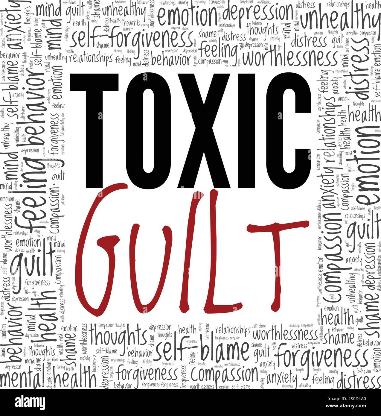 Toxic Guilt word cloud conceptual design isolated on white background ...