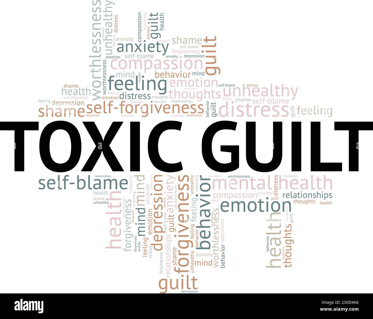 Toxic Guilt word cloud conceptual design isolated on white background ...