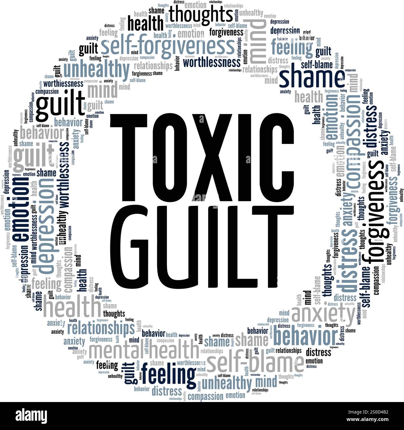 Toxic Guilt word cloud conceptual design isolated on white background ...