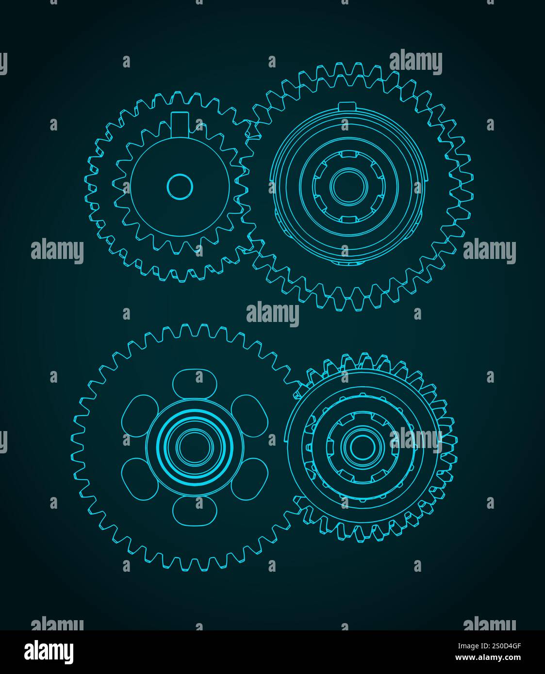 Stylized vector illustration of mechanisms and gears blueprints Stock ...