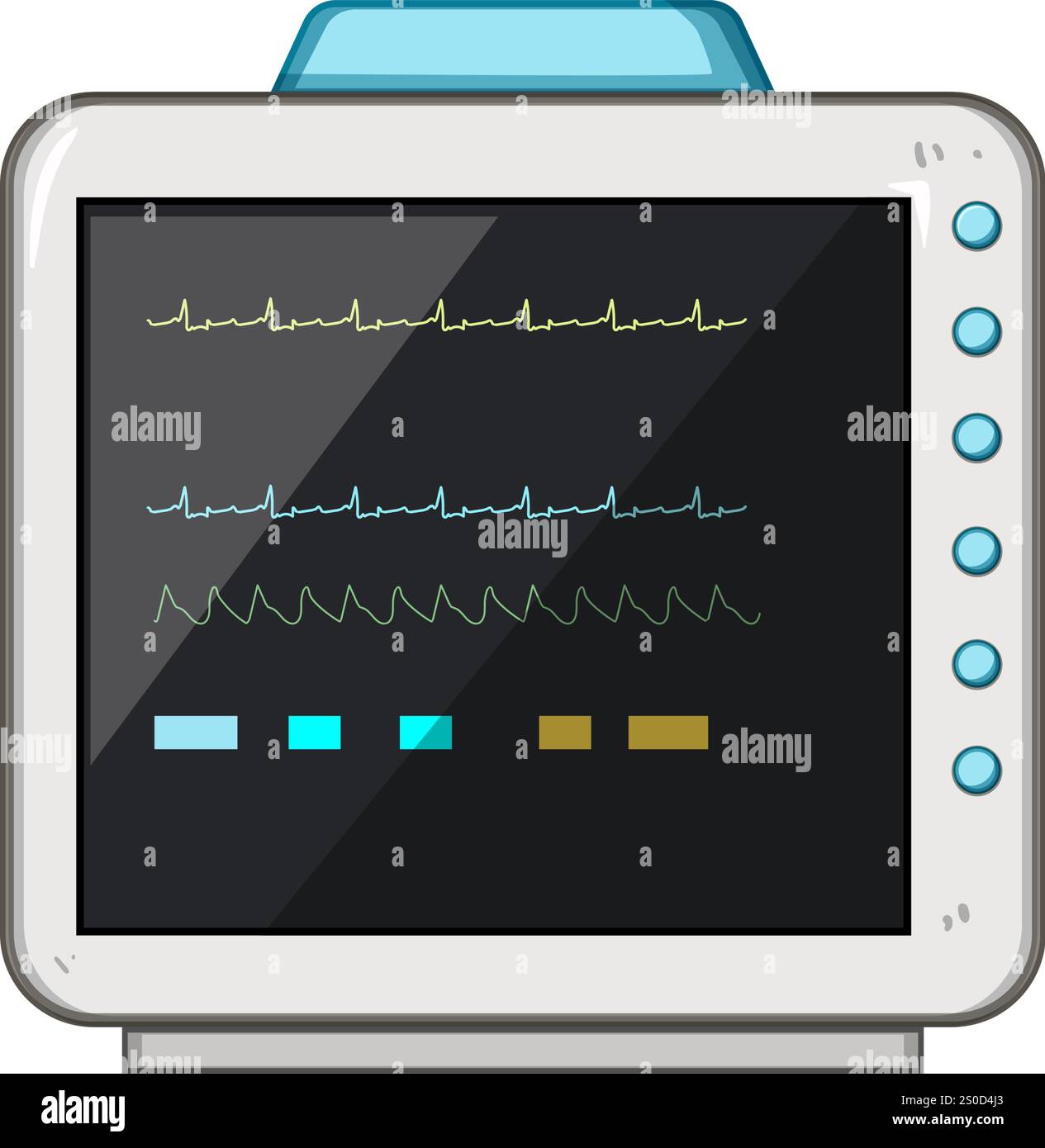 diagnosis ekg monitor cartoon. healthcare telemetry, portable device ...