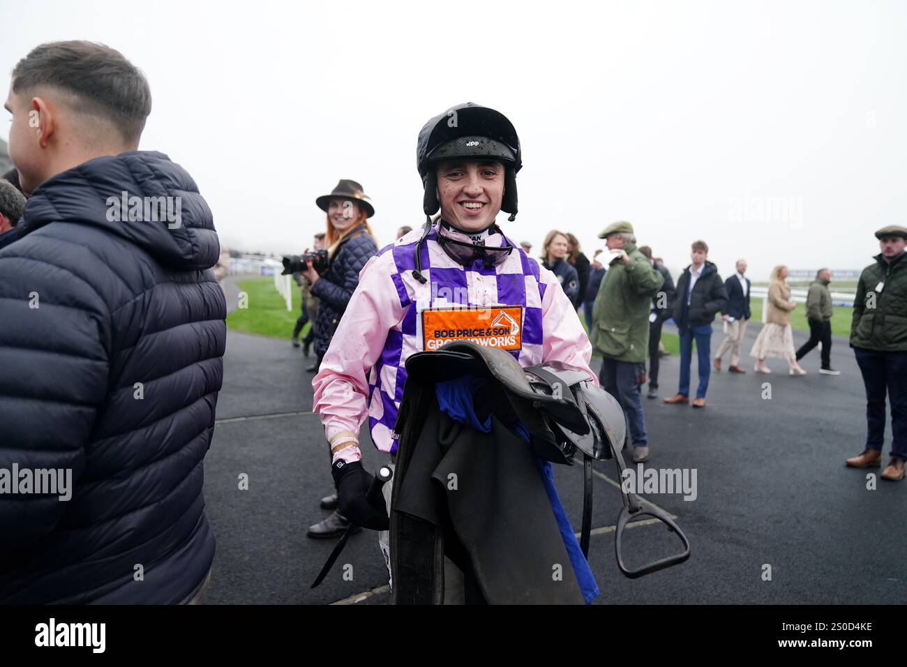 Charlie Hammond (centre) after winning the Coral Welsh Grand National ...