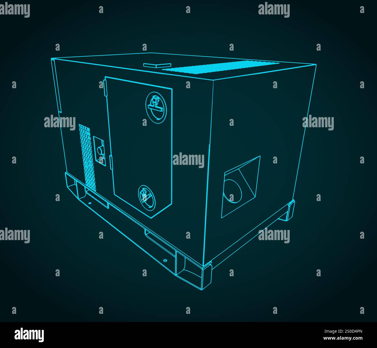 Stylized vector illustration of military generator blueprint Stock ...