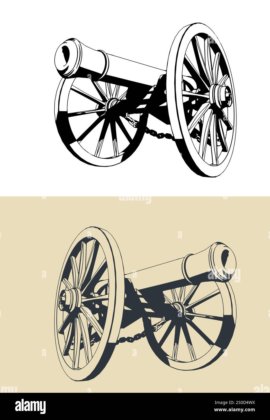 Stylized vector illustrations of a vintage artillery cannon Stock Vector Image & Art - Alamy