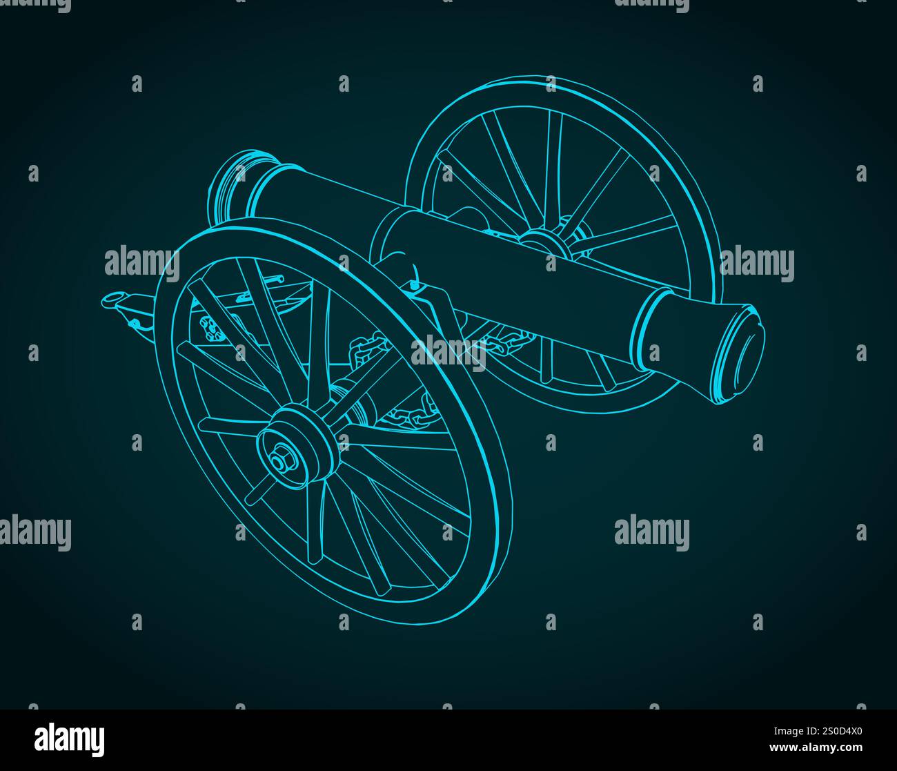 Stylized vector illustration of a vintage artillery cannon Stock Vector ...
