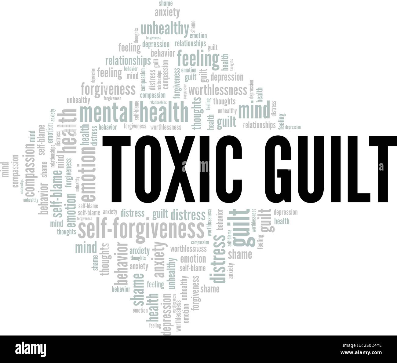 Toxic Guilt word cloud conceptual design isolated on white background ...