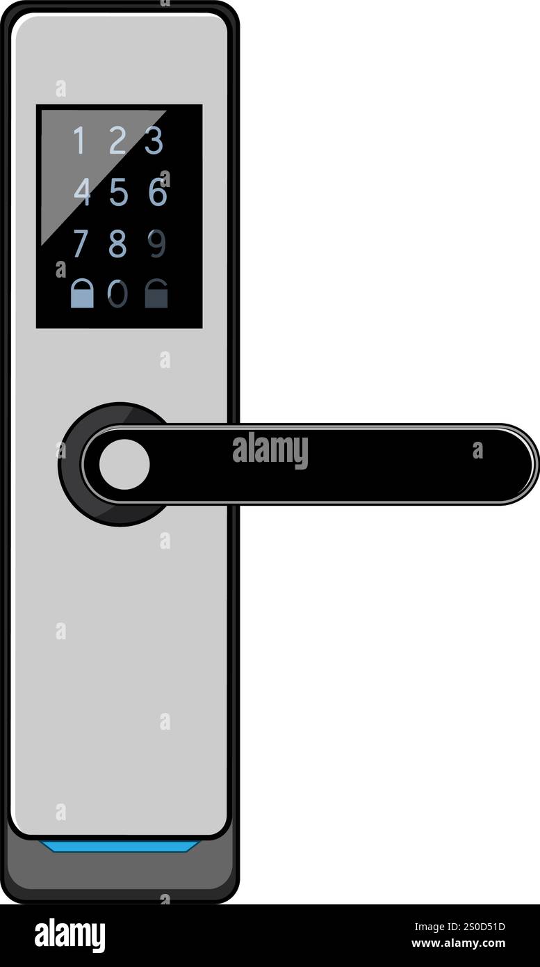 technology facial recognition lock cartoon. access innovation ...