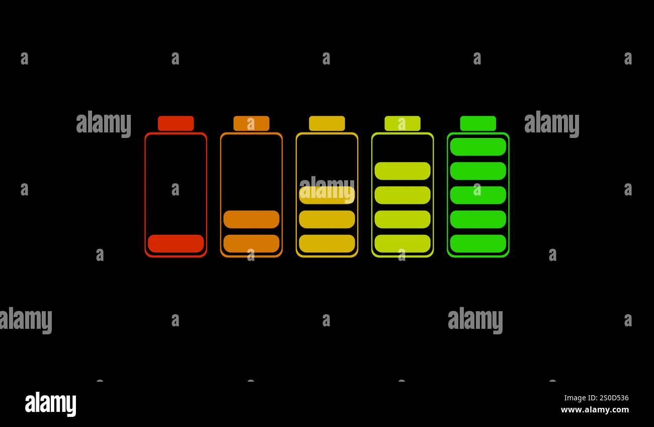 Battery with different charge levels Battery with different charge ...