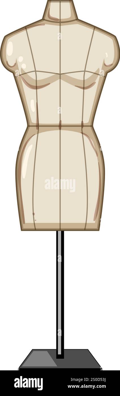 fashion mannequin tailor cartoon. garment fabric, dressform couture, bespoke alteration fashion ...