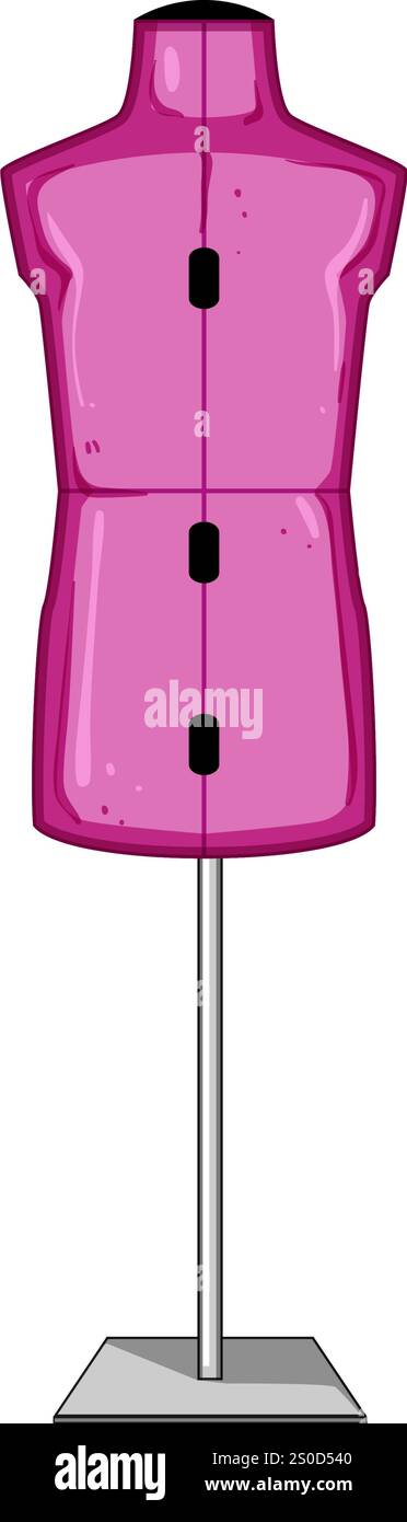 fabric mannequin tailor cartoon. dressform couture, bespoke alteration, stitching needle fabric ...