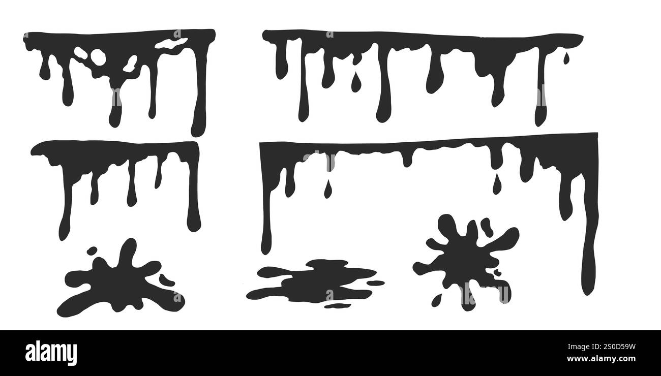 Paint drip splatter, liquid stain fluid ink droplet. Graffiti splash ...