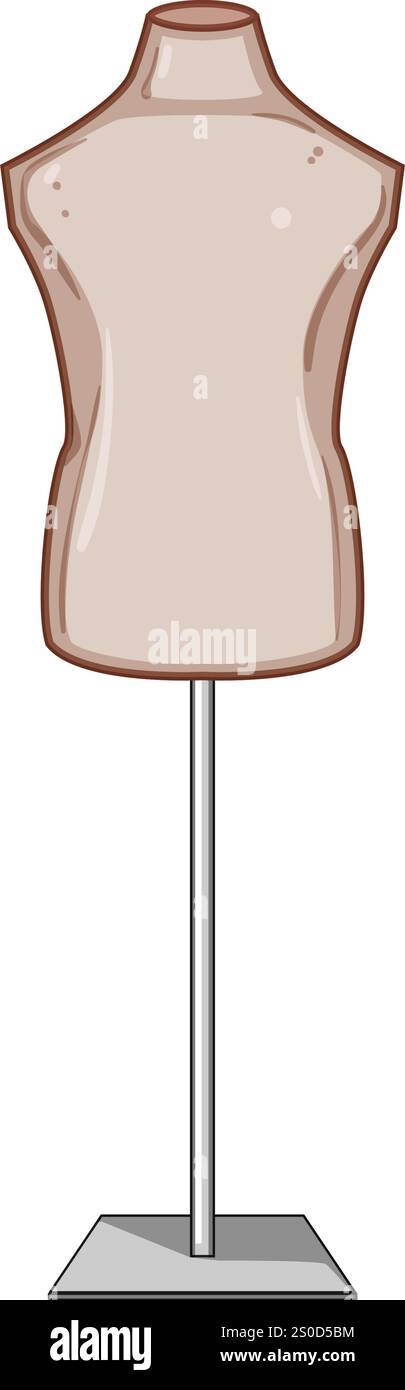 stitching mannequin tailor cartoon. needle thread, hem seam, draping ...