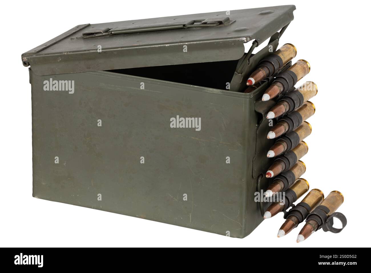 .50 BMG caliber machine gun ammunition belt with cartridges in ...