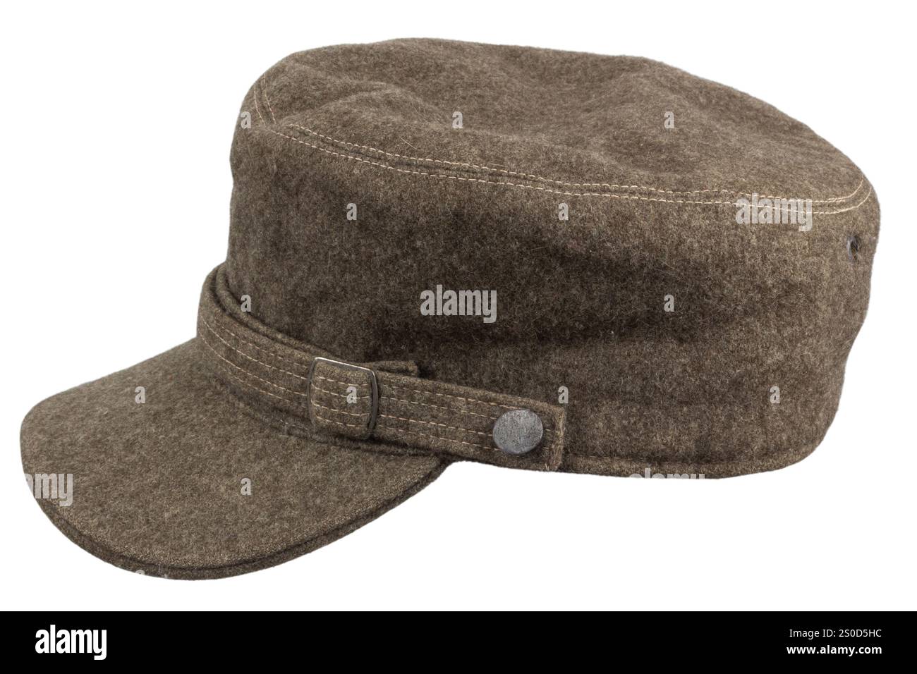 vintage army winter uniform cap isolated on white background Stock ...