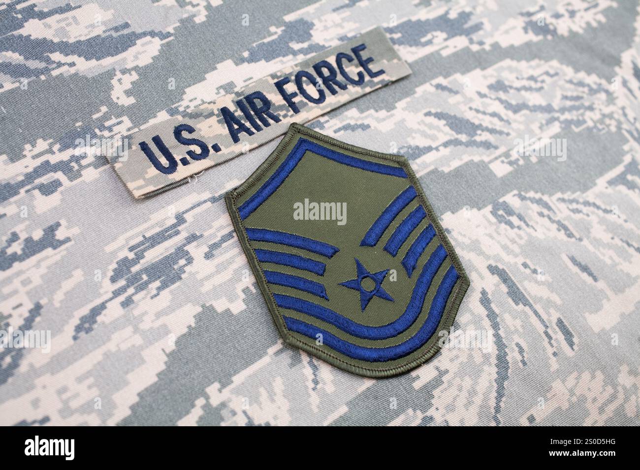US AIR FORCE Master Sergeant rank patch on digital tiger stripe pattern ...