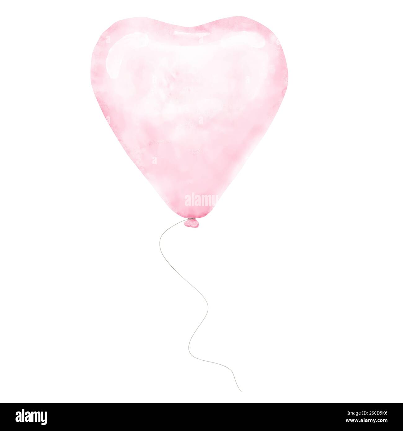 Pink balloon in the shape of a heart. Watercolor illustration in ...