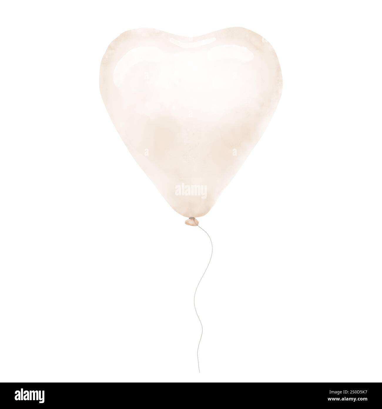 Beige balloon in the shape of a heart. Watercolor illustration in ...