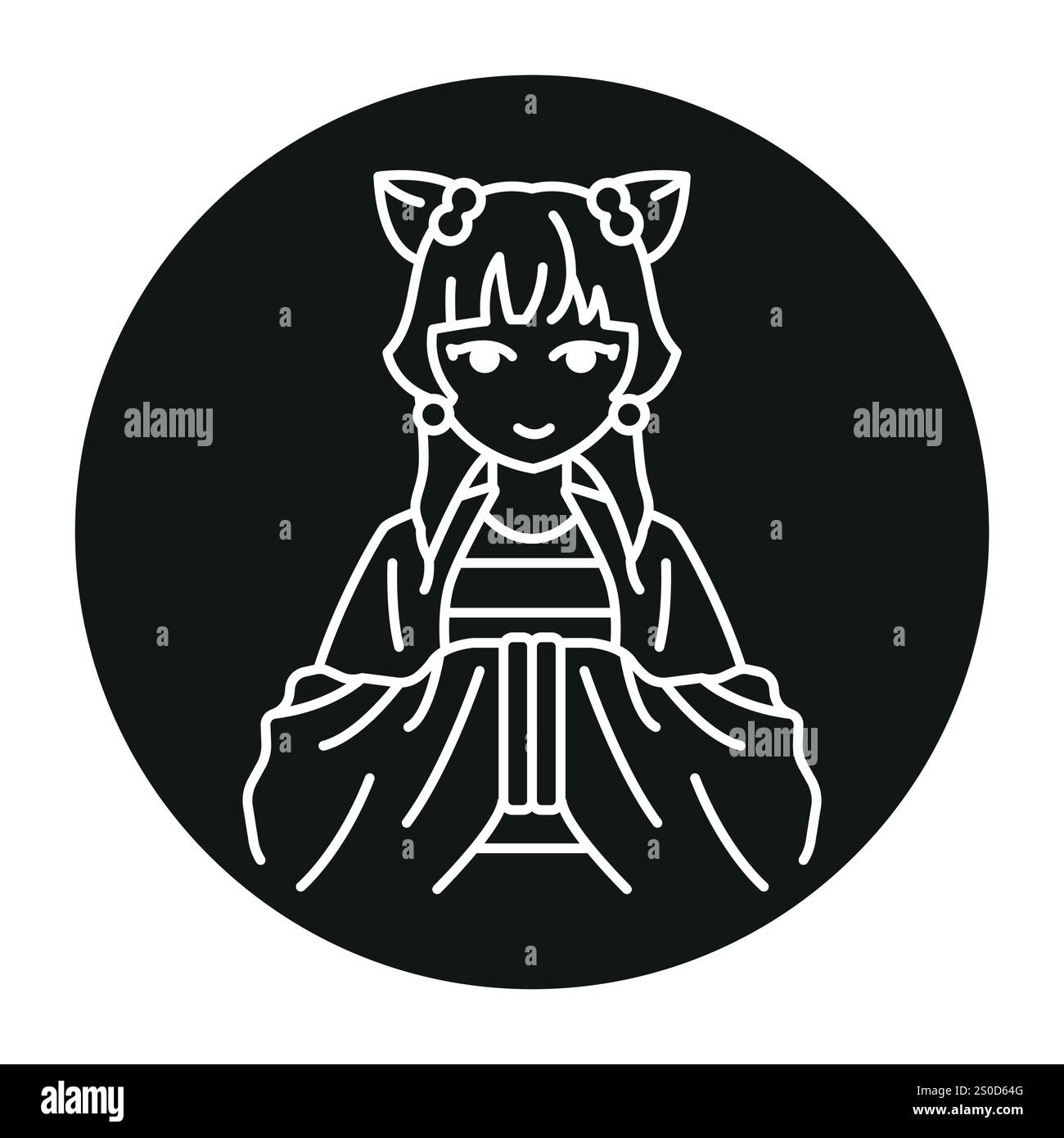 Shojo genre of manga color line icon. Character in anime style. Vector ...