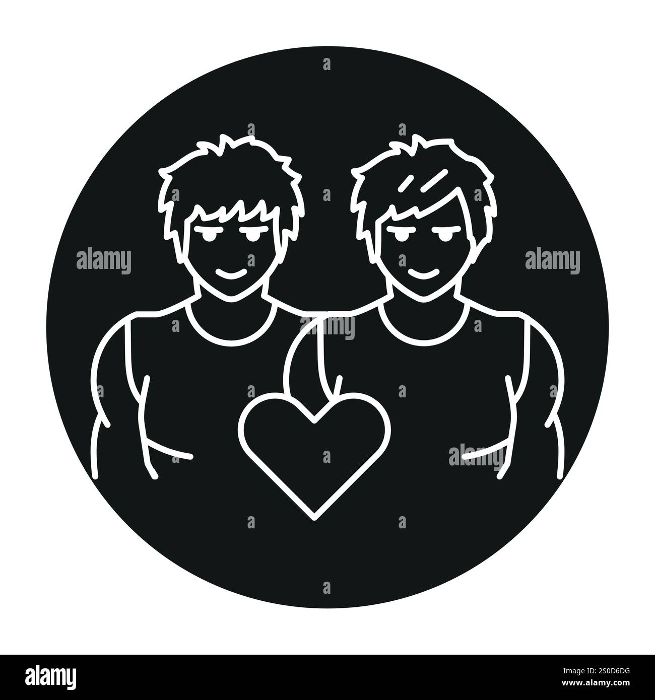 Yaoi genre of manga color line icon. Character in anime style. Vector ...