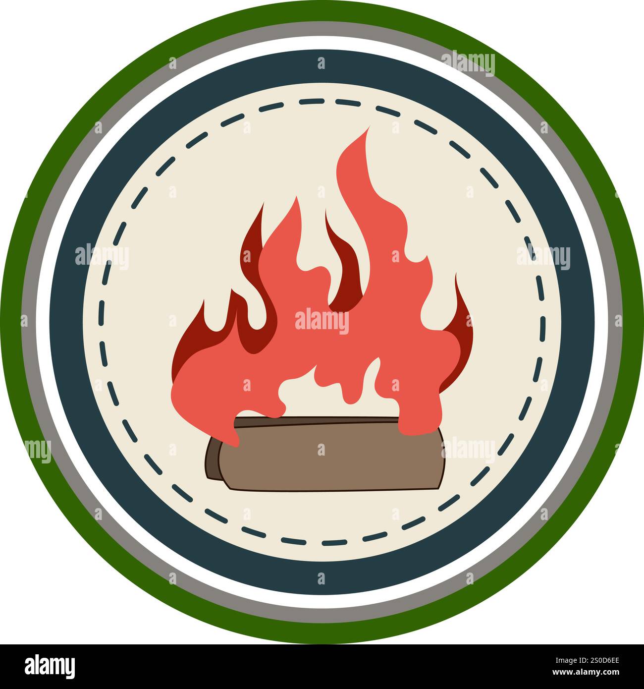 campfire retro bonfire badge cartoon. emblem patch, nostalgia outdoors ...