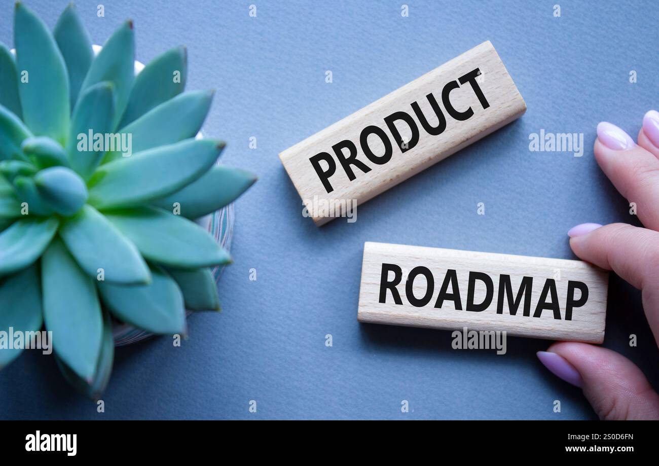Product Roadmap symbol. Concept word Product Roadmap on wooden blocks ...