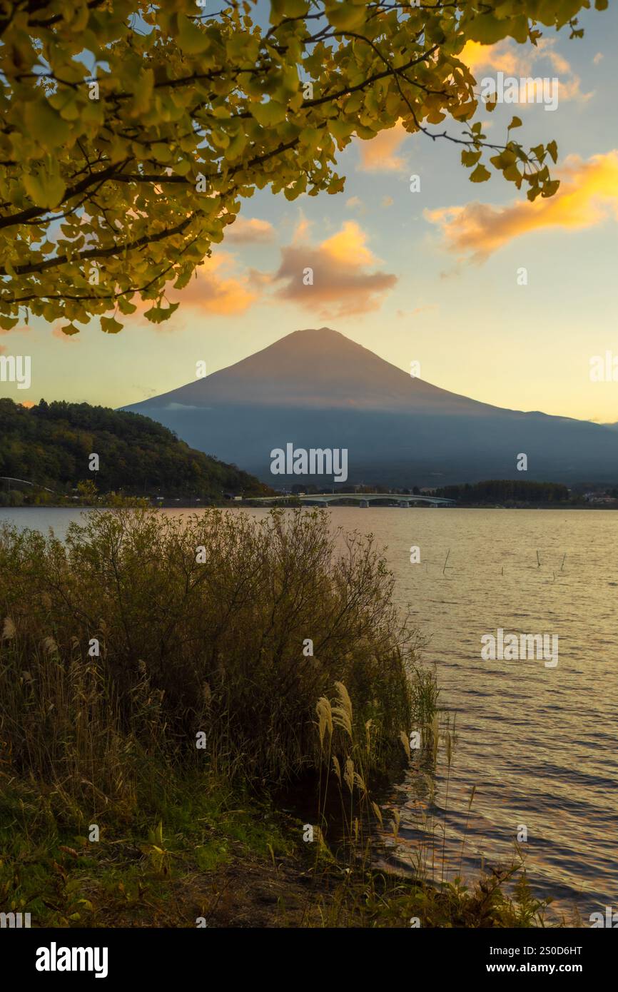 One of the best sunset spots on Lake Kawaguchiko, with a clear view of ...