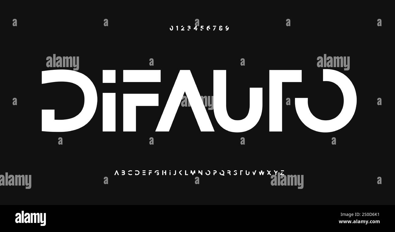 Futuristic bold alphabet, geometric fragmented typeface, minimalist ...