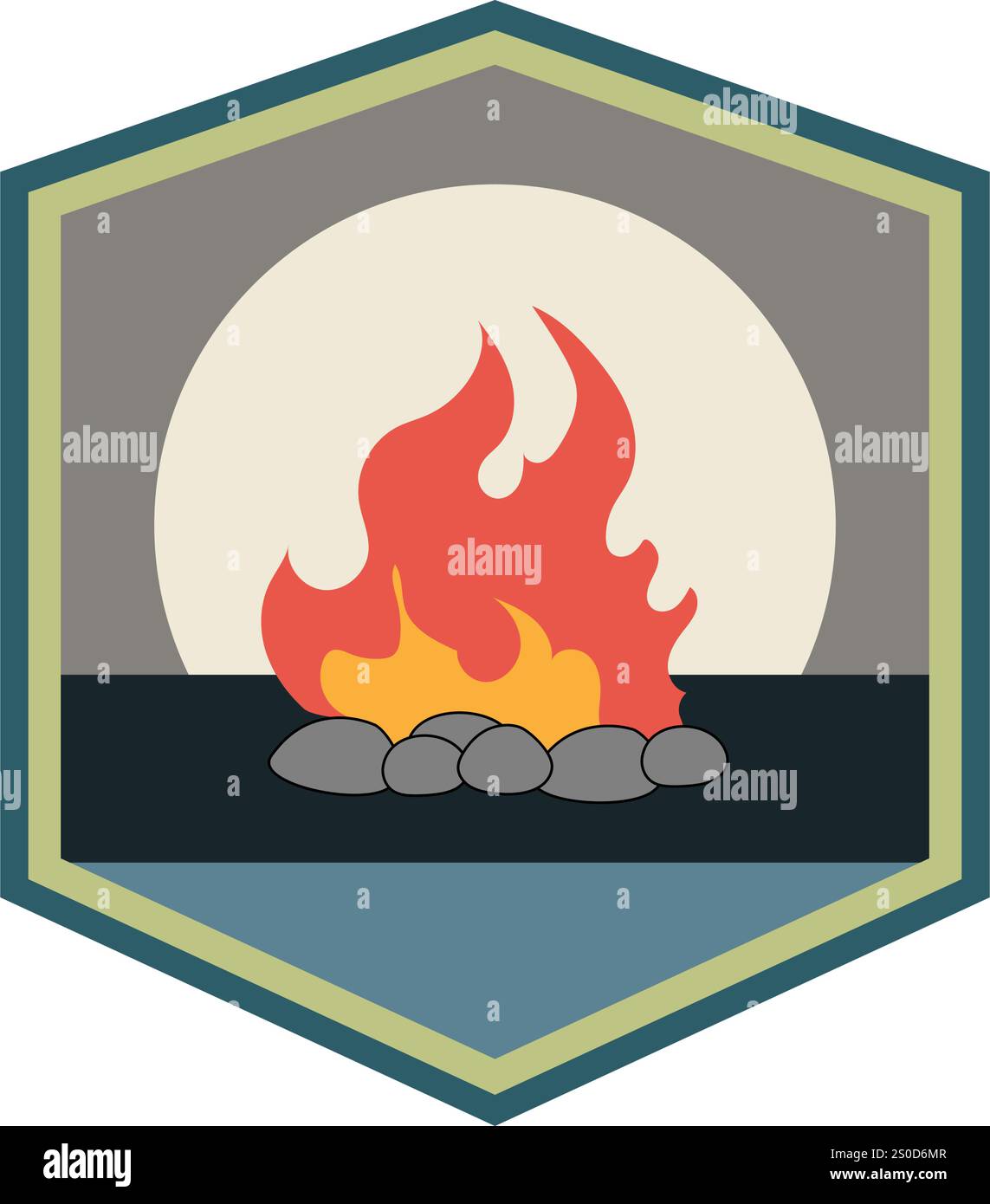 outdoors retro bonfire badge cartoon. scout adventure, classic ...
