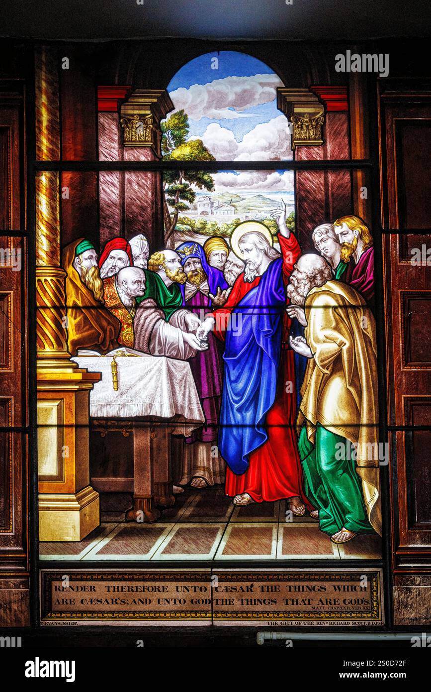 Stained glass window St Chad's Church, Shrewsbury, England, UK, with ...