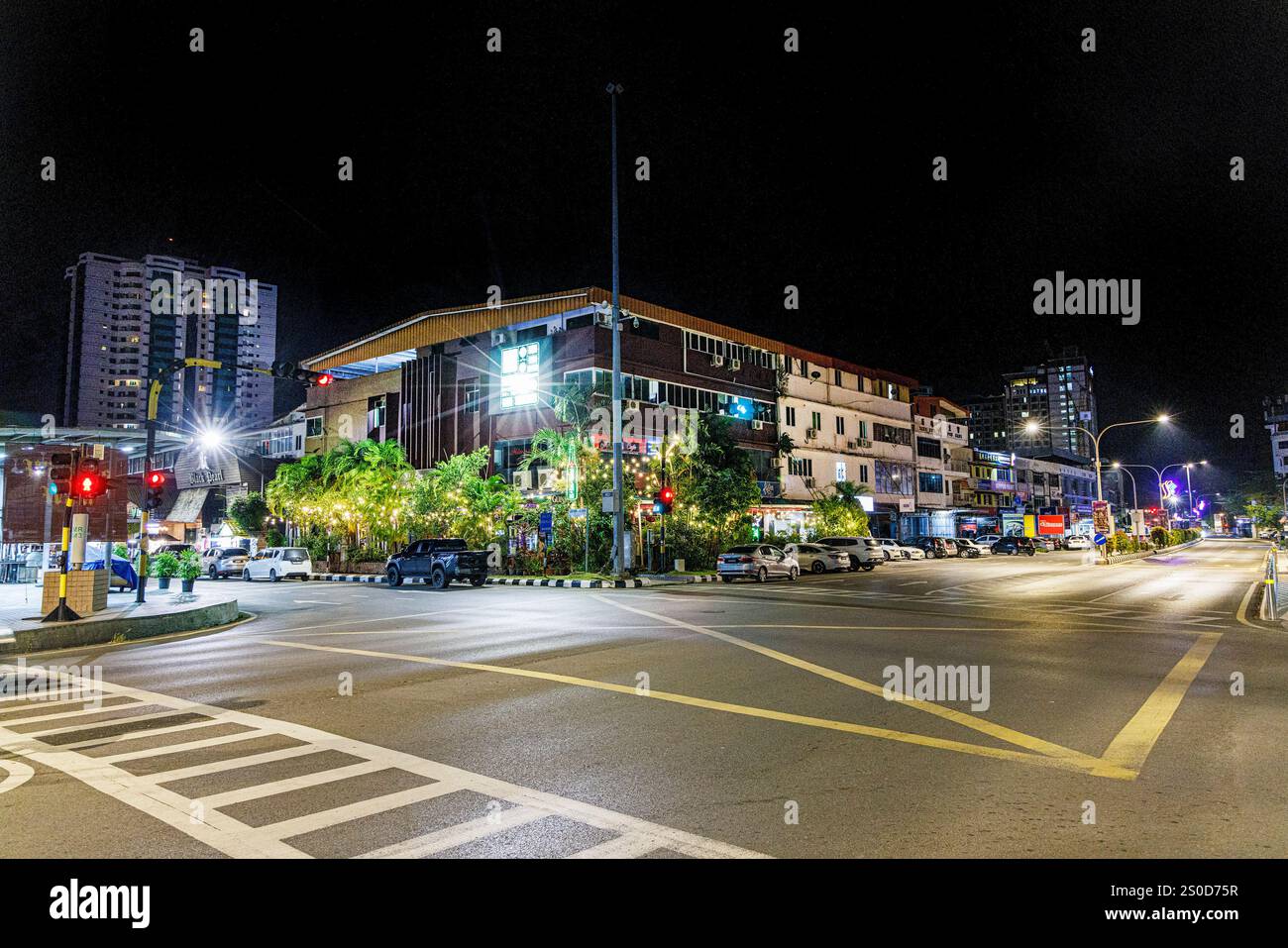 Bar at interchange, Miri, Malaysia, at night Stock Photo - Alamy