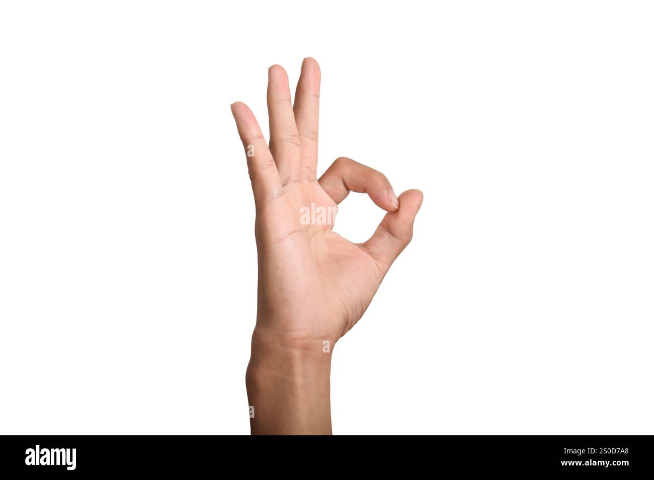 Hand showing the ok gesture isolated on a white background. OK and okay ...