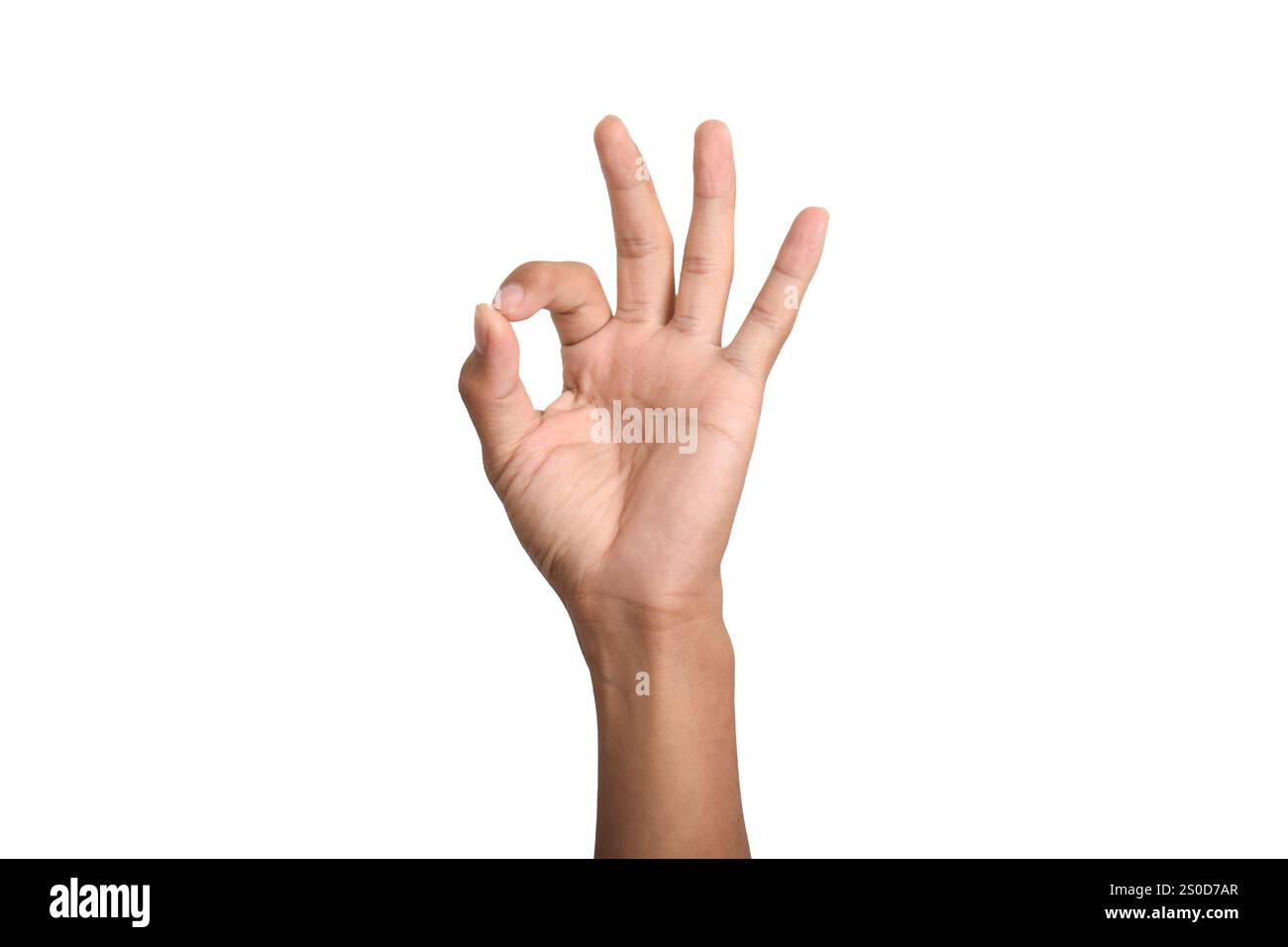Hand showing the ok gesture isolated on a white background. OK and okay ...