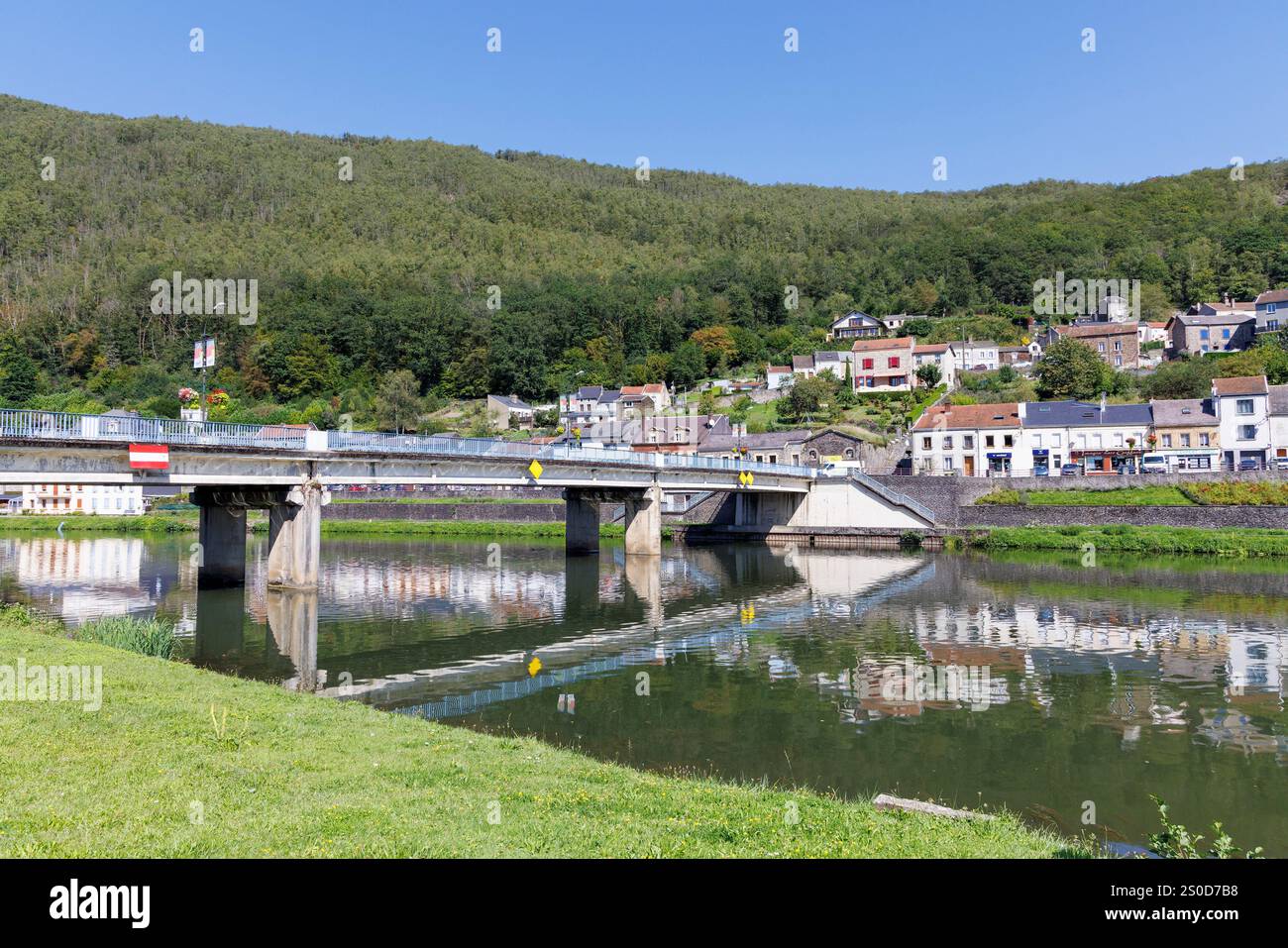 Mondern road bridge over the River Meuse Montherme, France Stock Photo ...