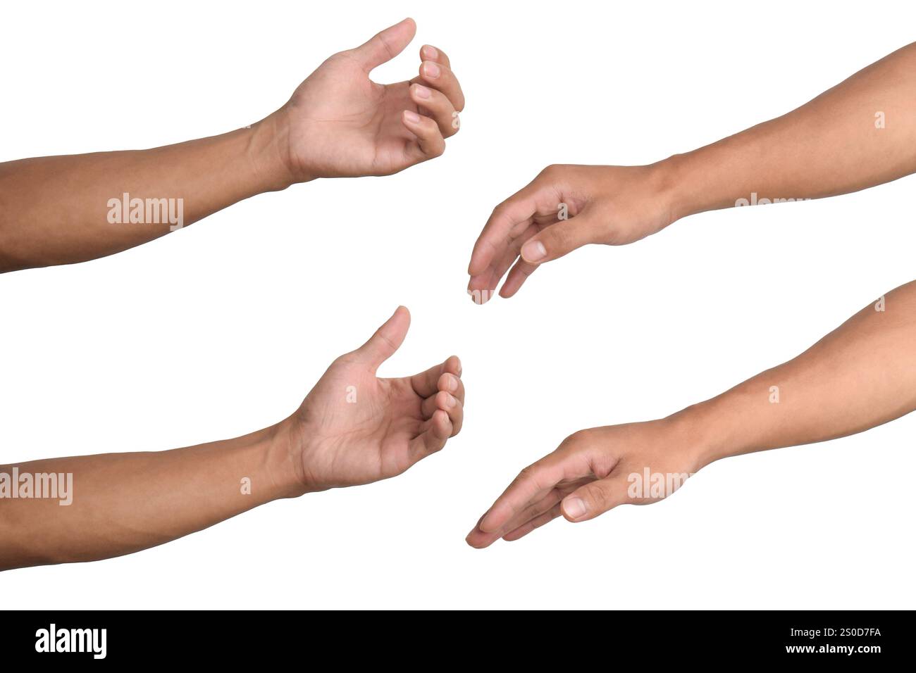 Hands reaching out to help or give, isolated on white background Stock ...