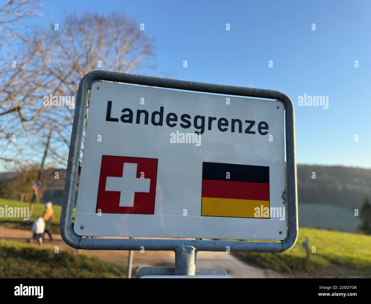 FILED - 26 December 2024, Switzerland, Basel: A sign marks the border ...