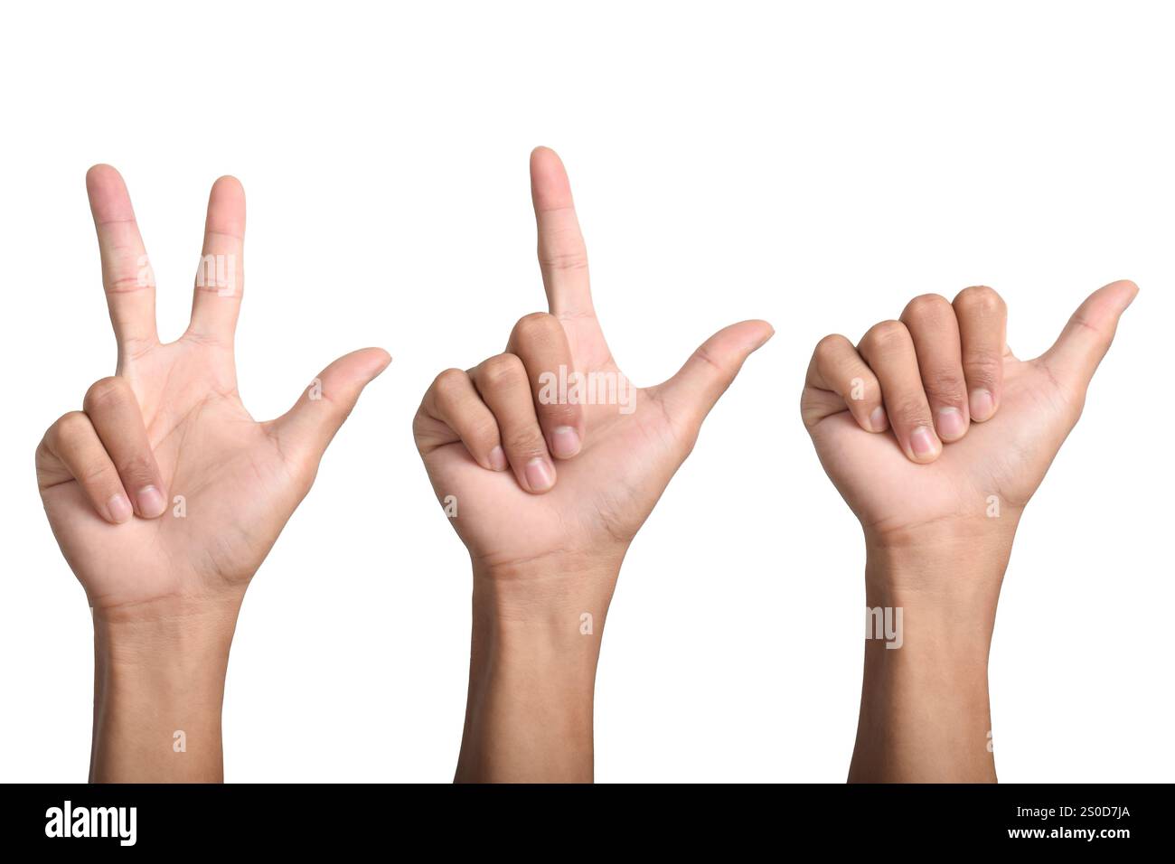 Set of number 1 2 3 with hand sign isolated on white background Stock ...