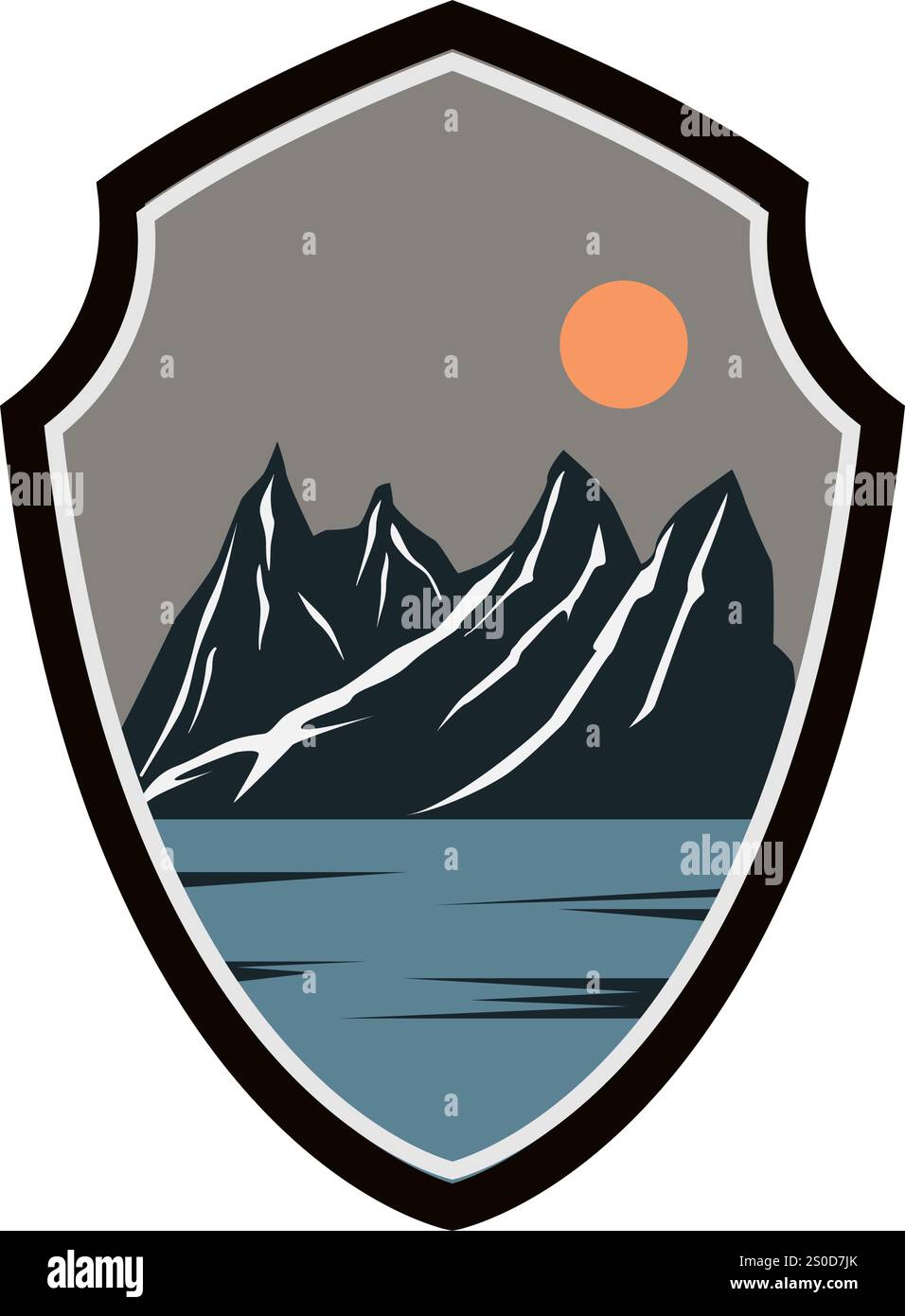 nature retro mountains badge cartoon. wilderness landscape, travel ...