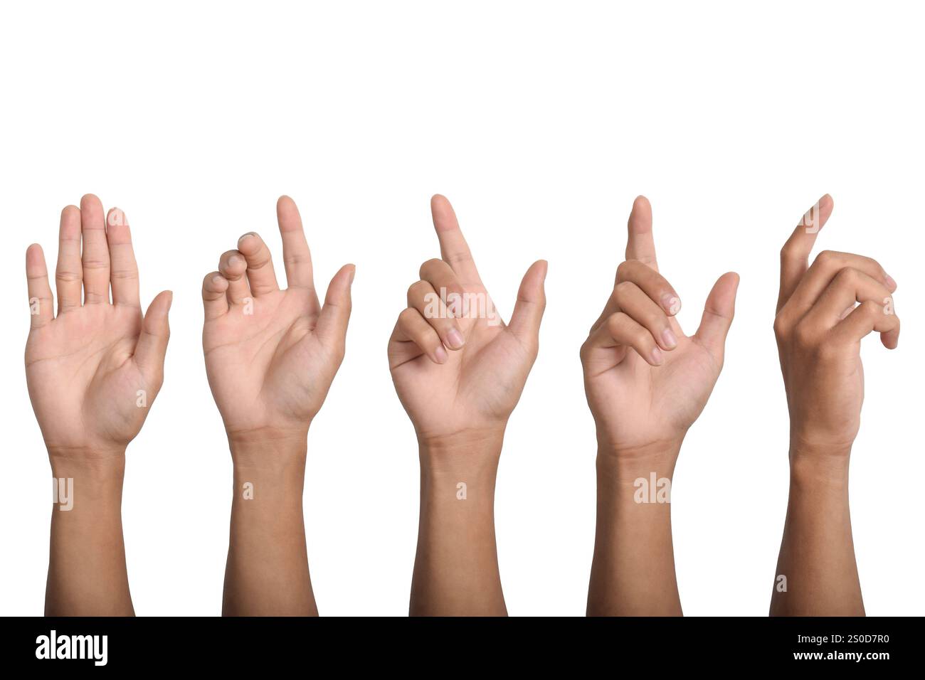 Set of Male hand gestures isolated on white background Stock Photo - Alamy