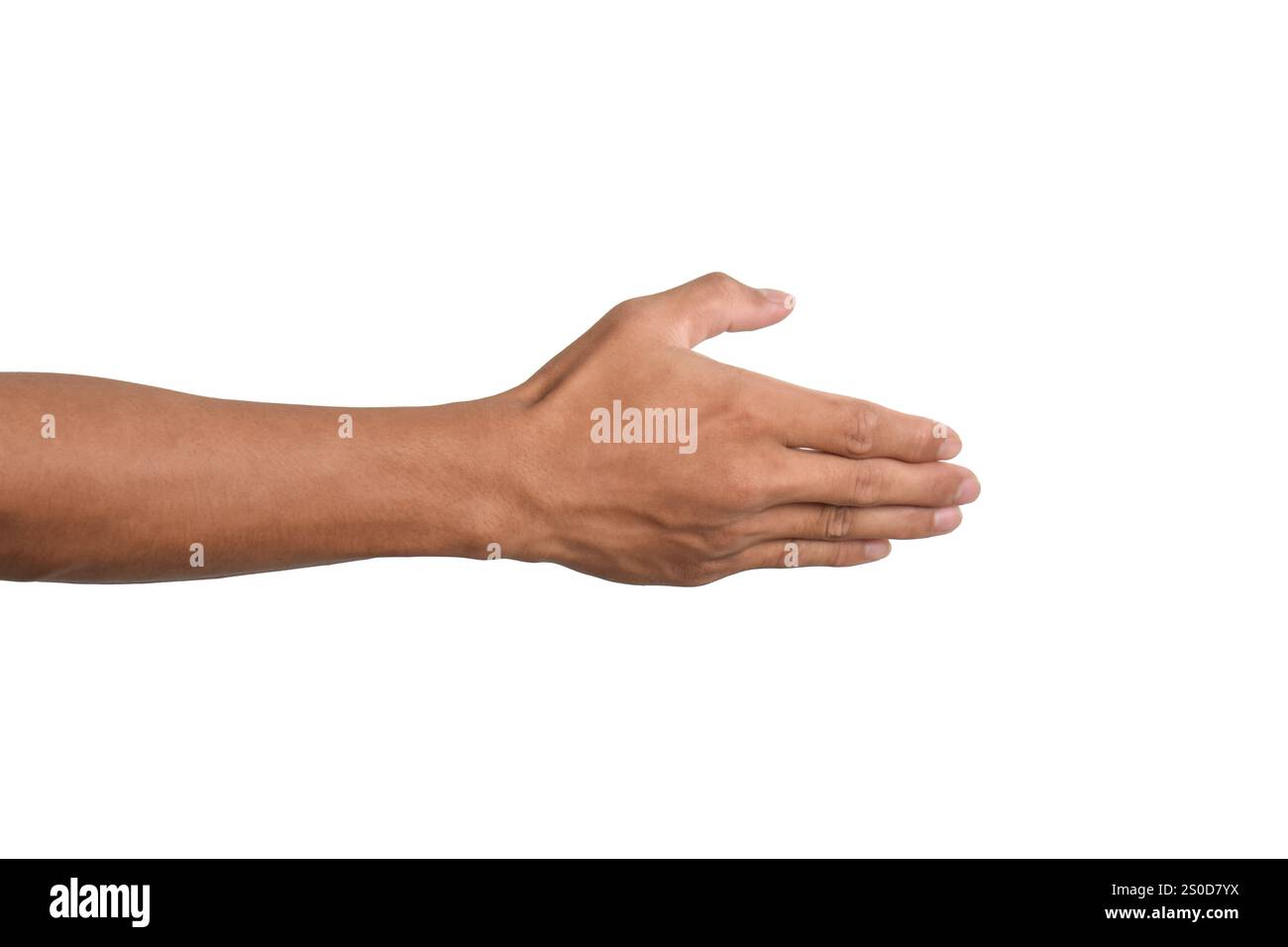Man stretching hand to handshake isolated on white background. Male ...