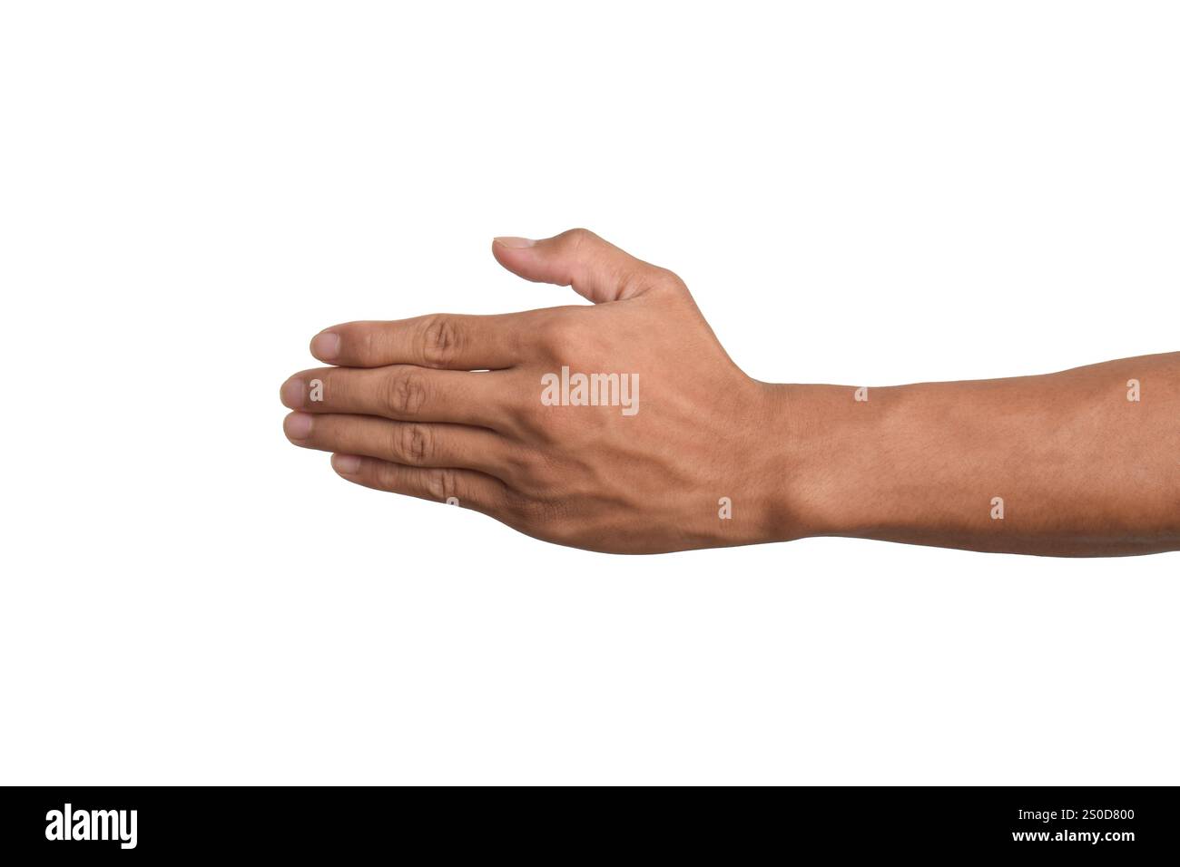 Man stretching hand to handshake isolated on white background. Male ...