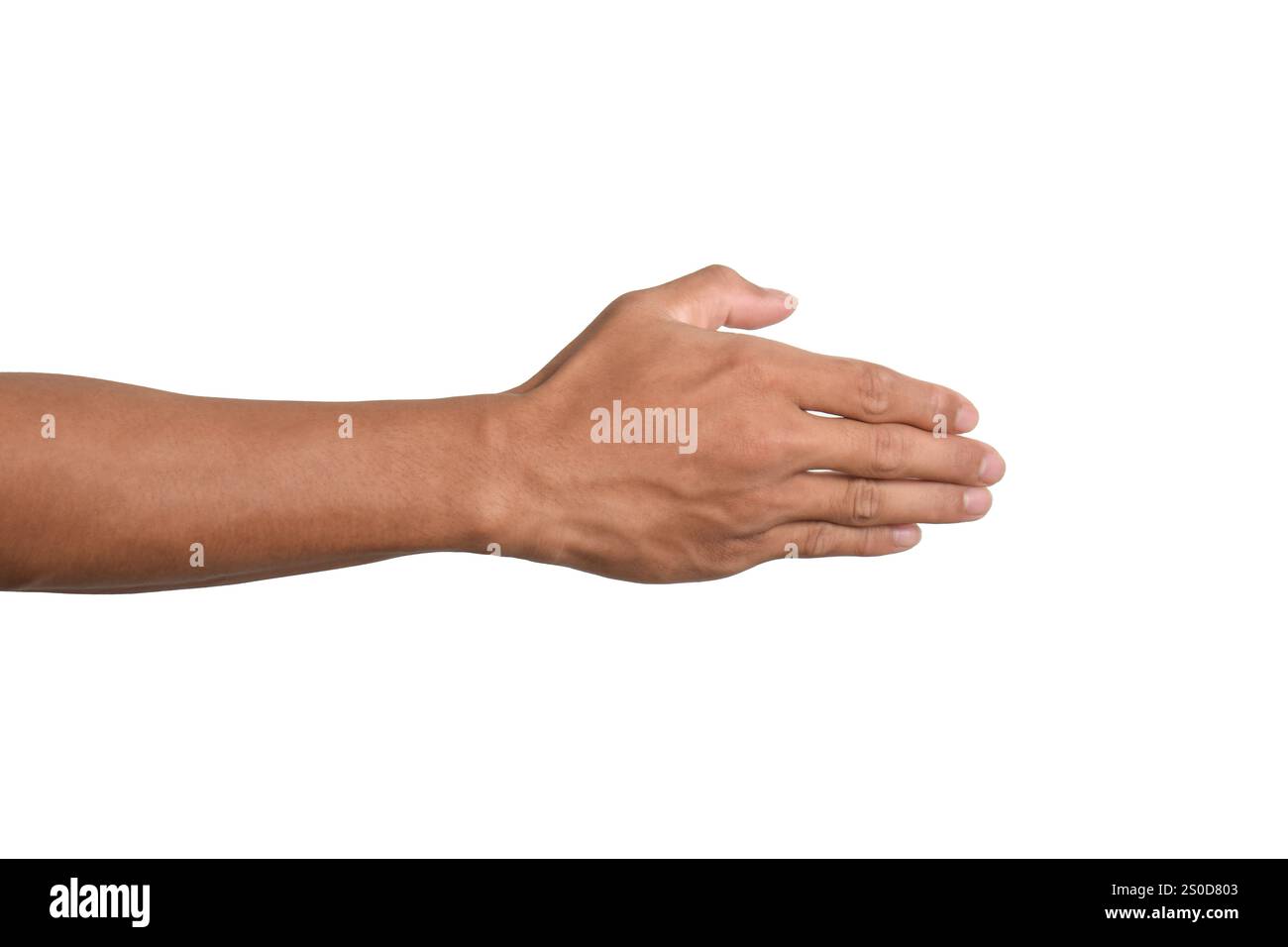 Man stretching hand to handshake isolated on white background. Male ...