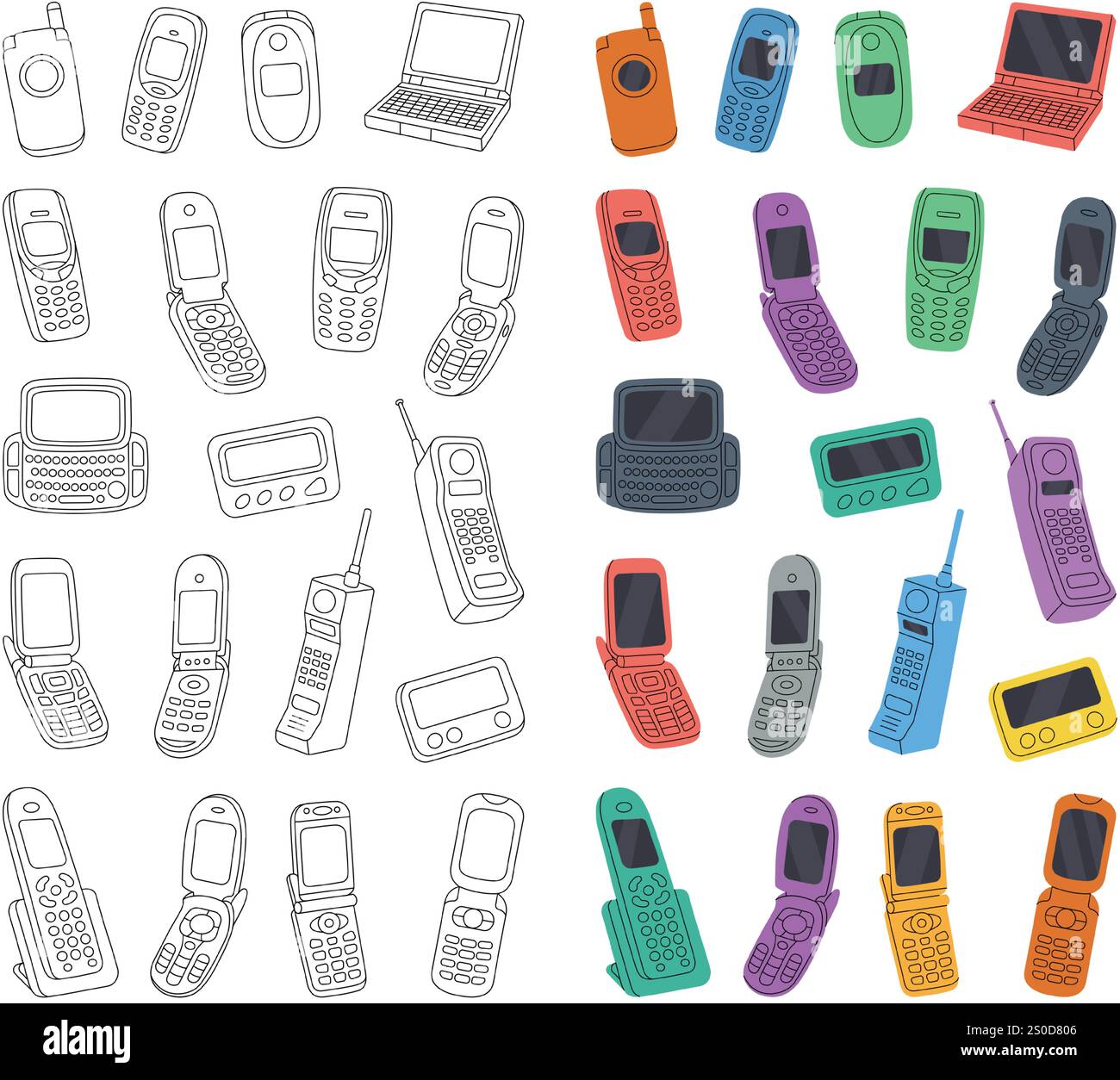Retro phones in vertical banner. Mobile phone from the 90s. Retro ...